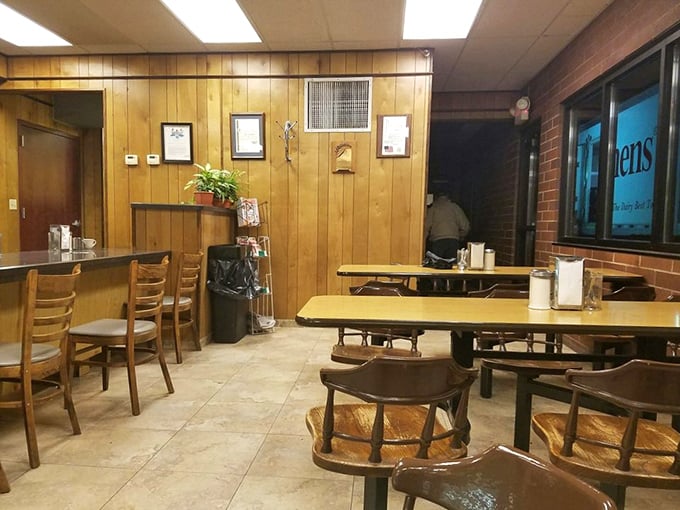 Wood-paneled walls and swivel chairs transport you to 1975, when calories weren't counted and conversations weren't interrupted by Instagram.