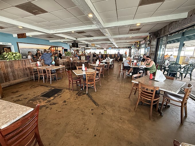 No white tablecloths here&mdash;just honest wooden tables, casual vibes, and the promise of seafood that doesn't need fancy surroundings to impress.