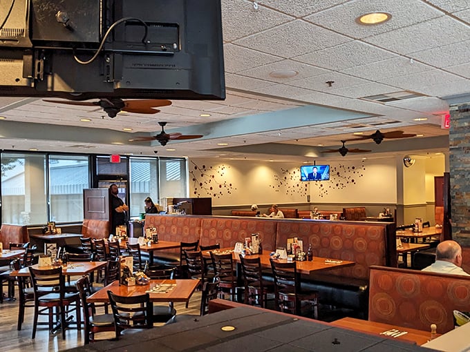 Warm wood tones, comfortable booths, and the gentle hum of satisfied diners—this is where breakfast memories are made.