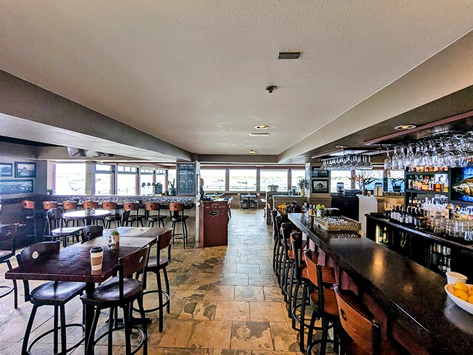 Simple wooden tables and stone floors create the perfect backdrop for seafood that needs no fancy setting to shine.
