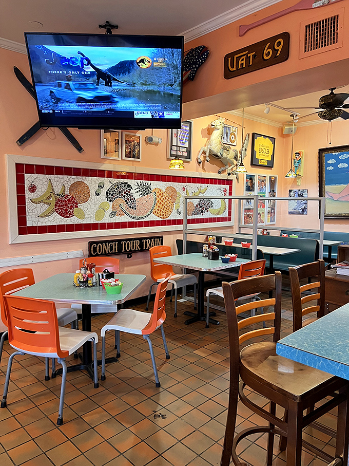 Inside, tropical fruit mosaics and nautical decor create that perfect "I'm definitely in the Keys now" atmosphere that makes vacation memories stick.