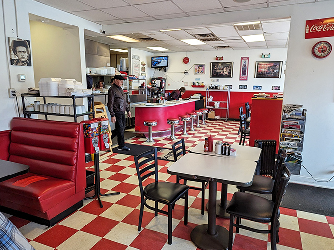 The red and white checkerboard floor isn't just nostalgic design&mdash;it's practically the international symbol for "good food served without pretension."