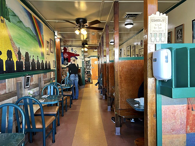 Narrow, nostalgic, and perfectly cozy—Egghead's interior feels like stepping into your favorite aunt's kitchen, if your aunt happened to be a breakfast wizard.