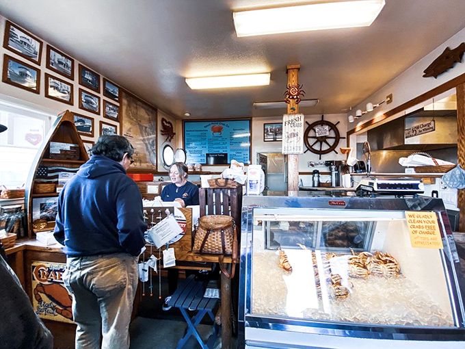 Nautical charm meets no-nonsense efficiency. The interior says, "We're serious about seafood" with a side of "We've got actual fishing to do."