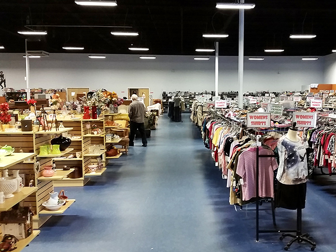 Wide, well-organized aisles invite exploration rather than claustrophobia &ndash; a refreshing departure from the typical thrift store obstacle course.