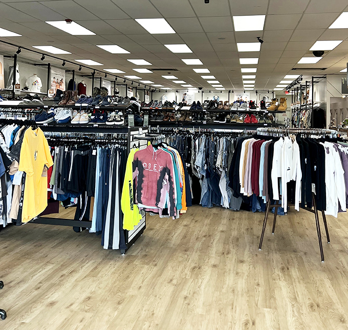 Fashion democracy in action! Racks upon racks of possibilities where designer dreams meet real-world budgets.