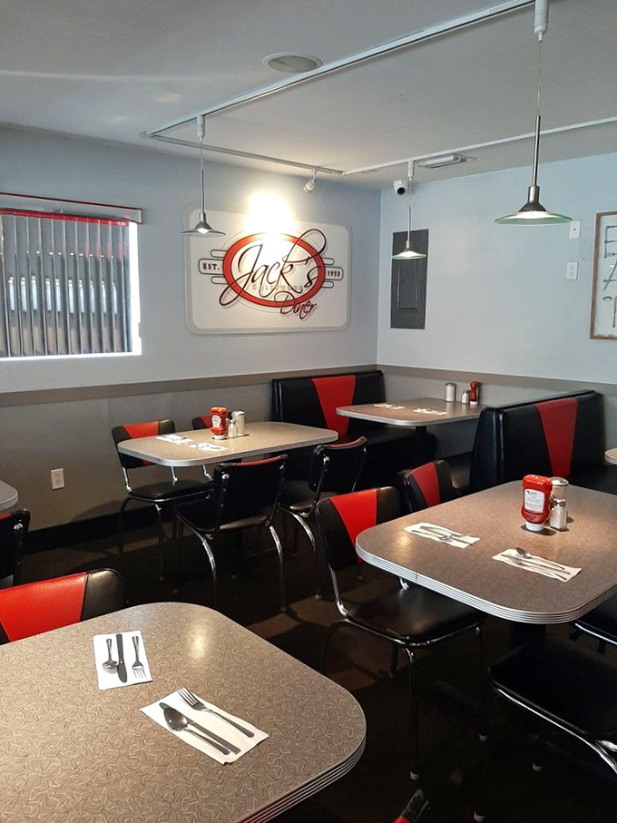 Red and black vinyl booths that transport you back to simpler times &ndash; when conversations happened face-to-face and ketchup came in glass bottles.
