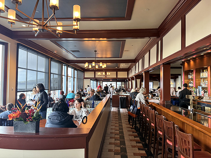 The warm wood-toned interior strikes that perfect balance&mdash;upscale enough for anniversary dinners, comfortable enough to wear your "nice" jeans.