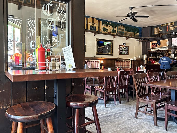 Wooden stools and well-worn tables tell stories of countless Cincinnati meals shared over decades of delicious dining.