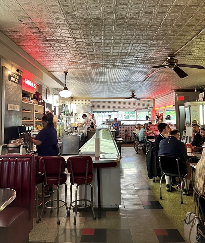 Step inside and the decades melt away&mdash;vintage counter seating, classic ceiling tiles, and the gentle hum of conversation create the soundtrack of simpler times.