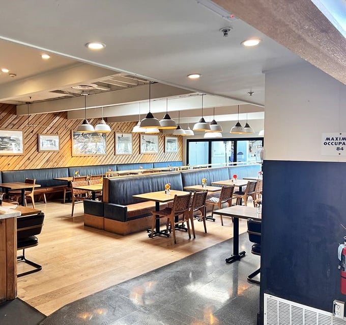 Nautical charm meets cozy comfort inside Sam's, where every wooden panel tells a story of Bay Area feasts past.