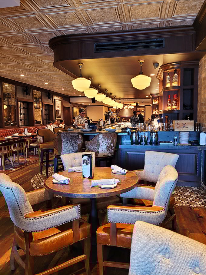 Where deals are made and steaks are savored. The warm wood and classic lighting create the perfect backdrop for meat-induced euphoria.