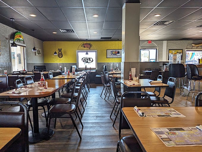 Inside, warm wood tones and nautical touches create the perfect atmosphere for serious seafood without stuffy pretensions.