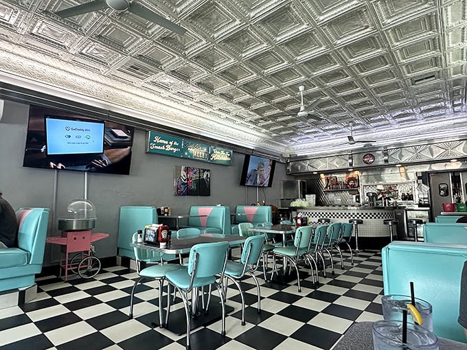 The interior's turquoise and chrome palette isn't just decoration&mdash;it's a mood-altering substance that instantly improves your day.