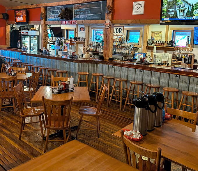 Where beer meets barbecue in perfect harmony. The corrugated metal bar front and wooden stools invite you to settle in for the long, delicious haul.