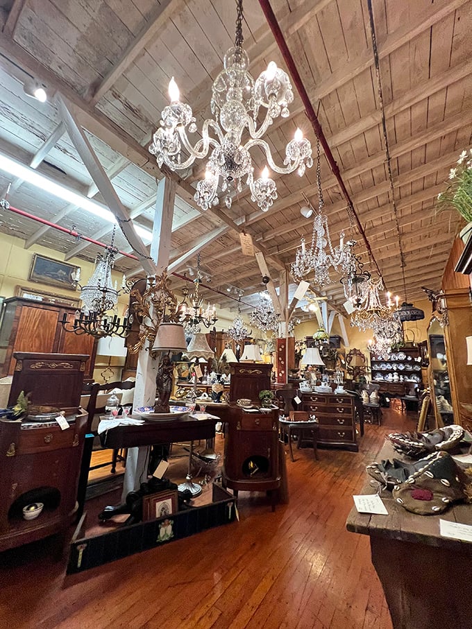 Crystal chandeliers hang like elegant stalactites in this treasure cave. Each one has probably illuminated more interesting conversations than most of us will have in our lifetime.
