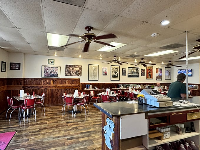 Step inside and you're transported to a simpler time when red vinyl chairs and wood paneling were the height of dining sophistication.