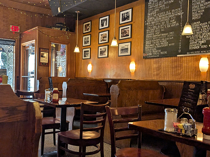 Wood paneling and worn booths create the kind of atmosphere modern restaurants spend fortunes trying to fake.