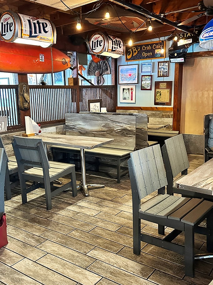 Beer signs hanging from the ceiling, corrugated metal walls, and wooden tables that have hosted thousands of seafood feasts &ndash; this is Old Florida perfection.