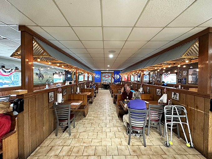 Wooden booths, warm lighting, and the promise of barbecue bliss. This dining room doesn't just serve food&mdash;it serves memories with a side of community.
