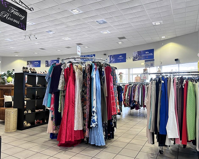 Welcome to the clothing department, where fashion dreams come true without the nightmare price tags. That color-coded organization? Chef's kiss.