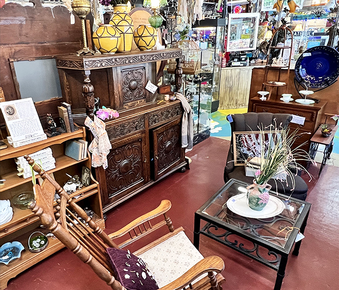 Step into a carefully curated wonderland where every corner tells a story. That carved wooden cabinet? It's seen more dinner parties than most of us ever will.