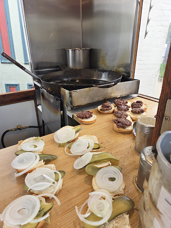 Where burger magic happens! That well-seasoned cast iron skillet has probably cooked more patties than there are stars in the Ohio sky.