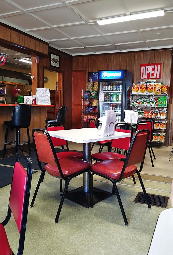 No-frills dining at its finest. Those red chairs have supported generations of happy eaters contemplating their next bite of cheesesteak perfection.