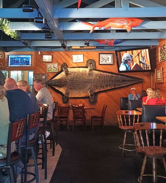 Where fishing trophies become interior design. That massive mounted fish isn't just decoration&mdash;it's a conversation starter that's witnessed countless "you should have seen what I ordered" stories.
