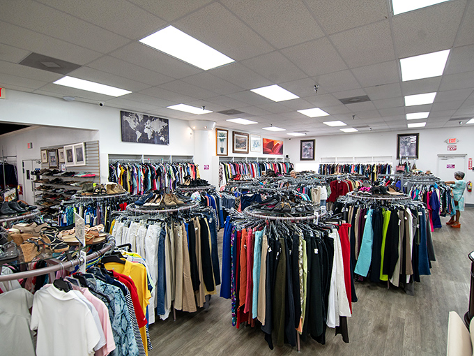 Rack after colorful rack of possibility. This isn't just shopping—it's a sartorial scavenger hunt where every aisle promises discovery.