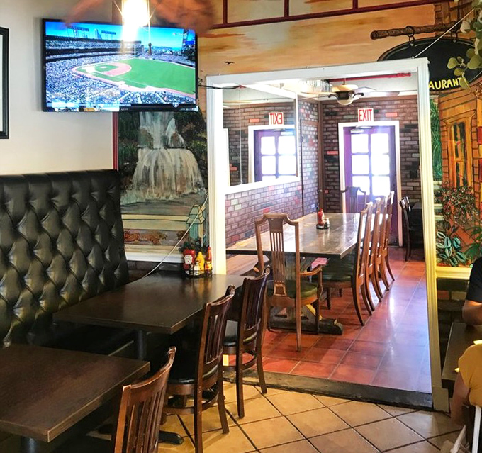 Inside, brick walls and wooden accents create that perfect balance of casual comfort and thoughtful design. Game's on, but your attention will be on the plate.