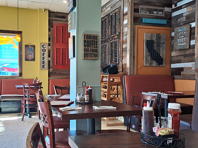 Inside, rustic wood meets modern comfort, creating the perfect backdrop for morning magic and memorable meals.