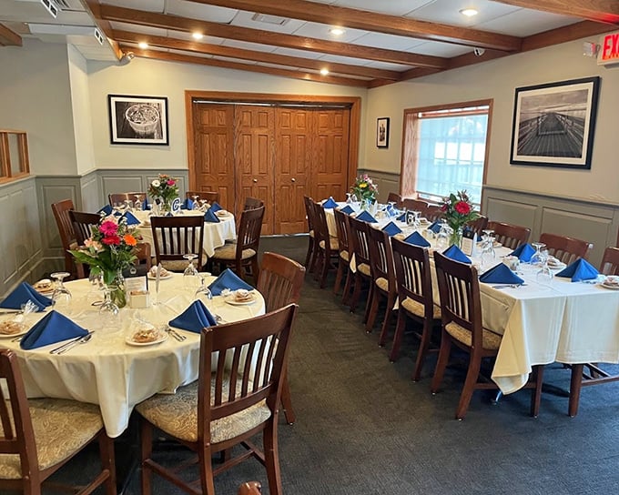 Classic tavern elegance meets comfort food excellence in this beautifully appointed dining room.