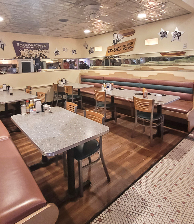 Step inside and the full 1950s experience washes over you&mdash;speckled Formica tables, vinyl booths, and that unmistakable diner energy that says "stay awhile."
