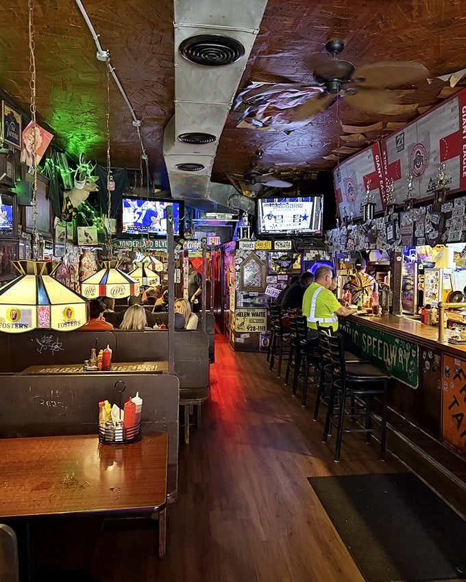 Inside, every inch tells a story &ndash; from Tiffany-style lamps to sports memorabilia, creating the perfect backdrop for burger epiphanies.