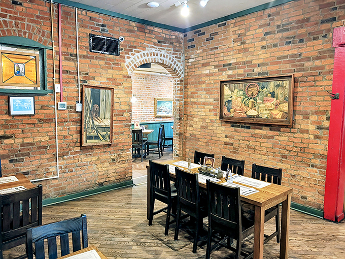 Exposed brick walls and wooden tables create that perfect "I've discovered something authentic" atmosphere. You can practically hear the ghosts of German ancestors saying "Ja, this is good."