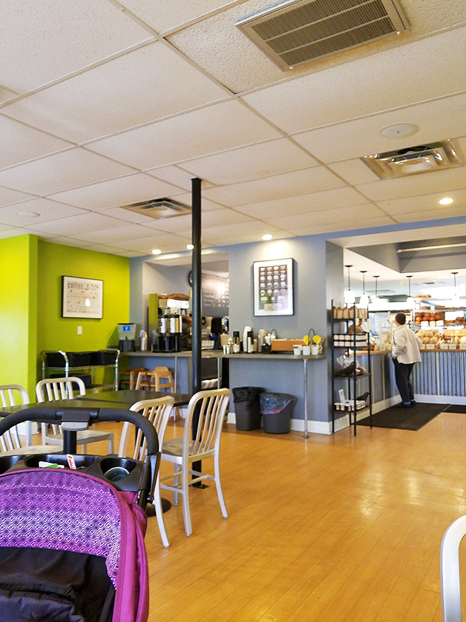 Inside, lime green walls and wooden floors create that perfect "stay awhile" vibe where carb-loading becomes a spiritual experience.