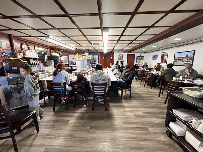 The bustling interior hums with morning energy as diners huddle over steaming plates. That counter seat might be your golden ticket on busy weekends.