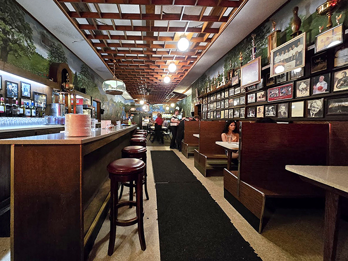 Step inside and time stands still&mdash;wooden booths, memorabilia-lined walls, and that distinctive latticed ceiling create the perfect backdrop for pizza pilgrimage.