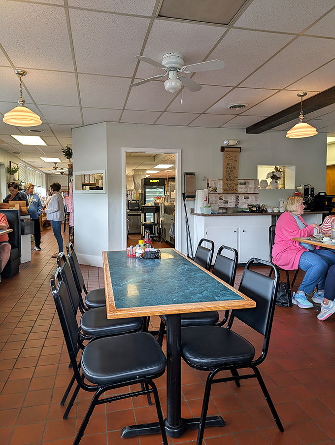Simple, clean, and welcoming &ndash; the interior of Katie's Kitchen feels like dining in a beloved aunt's home, where conversation flows as freely as the coffee.
