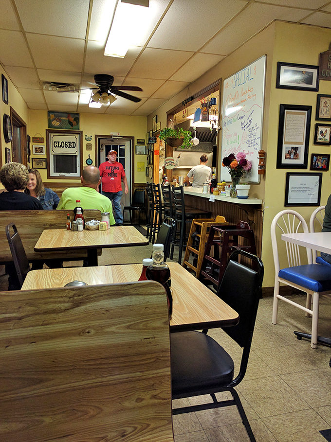 Where breakfast dreams come true! The cozy interior feels like grandma's kitchen&mdash;if grandma were a breakfast wizard with magical gravy powers.