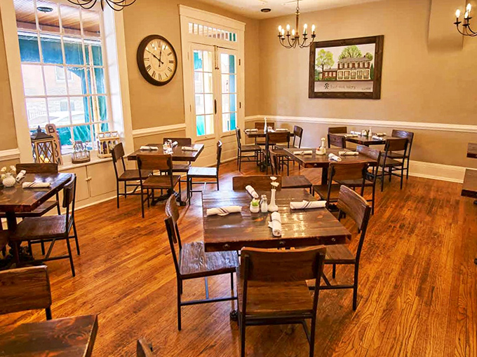 Warm wooden floors, soft lighting, and tables spaced just right &ndash; this dining room masters the delicate balance between "fancy night out" and "comfortable enough to laugh loudly."