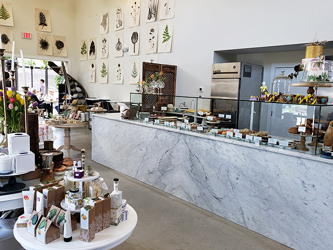 Inside, botanical prints and a marble counter create the perfect backdrop for culinary magic, like a food museum where everything's deliciously touchable.