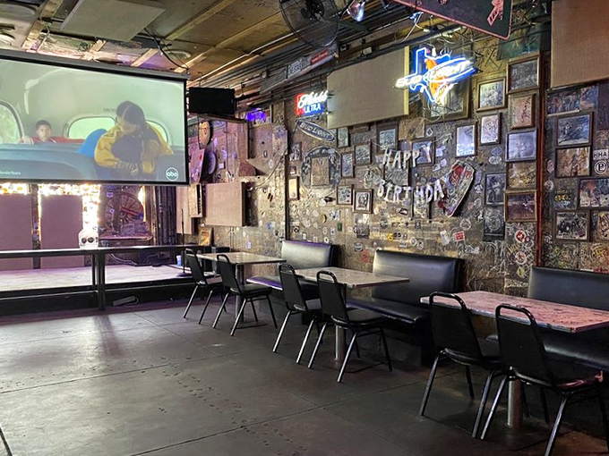 The "Happy Birthday" banner might be temporary, but the memories made in these worn booths beneath layers of Texas music history are permanent.