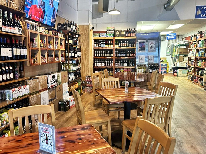 Not just a wine shop &ndash; a cozy nook where wooden tables invite you to linger among bottles that whisper stories of distant vineyards.