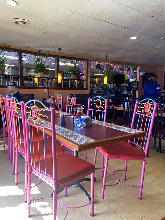 Those pink metal chairs aren't something you see in every diner&mdash;they're like the eccentric aunt who brings unexpected joy to family gatherings.