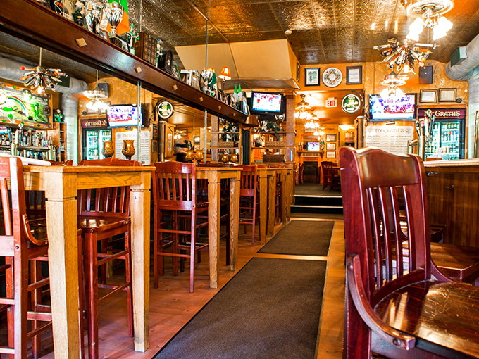 Step inside and you're transported across the Atlantic &ndash; warm wood, tin ceilings, and that unmistakable pub glow that makes everyone look like they've just told the perfect joke.