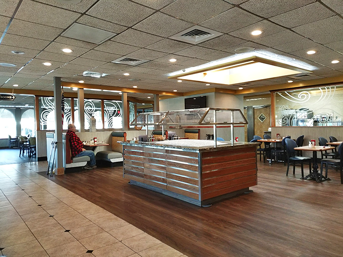 Clean lines, warm woods, and that unmistakable diner glow&mdash;where breakfast dreams come to life at any hour.