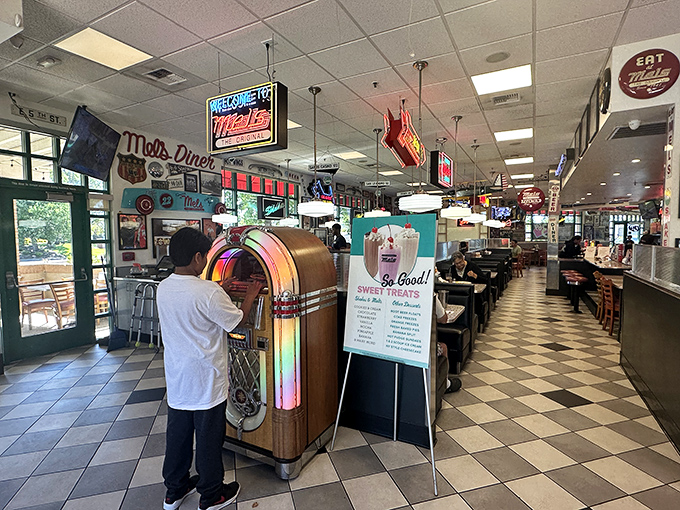 Step inside and time travel to the golden age of American diners. The jukebox stands ready to provide your meal's soundtrack.