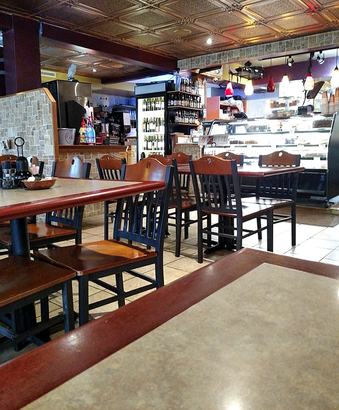 Wooden chairs with character and pressed tin ceilings create that perfect "where everybody knows your name" vibe without the Boston accent.